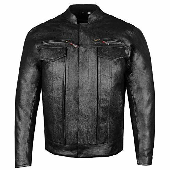 GetUSCart- Men's Commuter Premium Natural Buffalo Leather Motorcycle ...