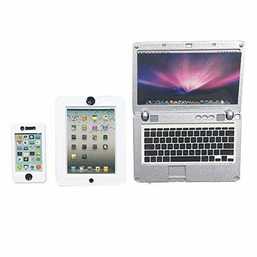 GetUSCart- 3 Pack Dollhouse Mini Laptop Tablet and Smart Phone Scene ...