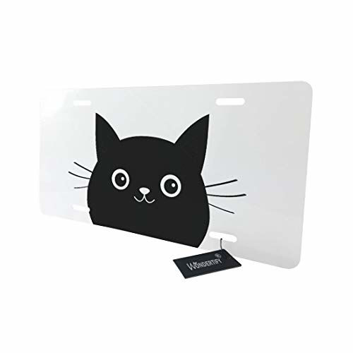 GetUSCart- WONDERTIFY License Plate Black Cat Face Cute Cartoon Kitty ...
