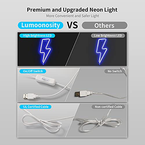 GetUSCart- Lumoonosity Lightning Bolt Neon Signs, USB Powered Led ...