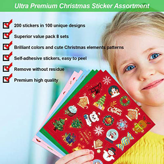 GetUSCart- Christmas Stickers for Kids 200 Holiday Stickers for Party ...