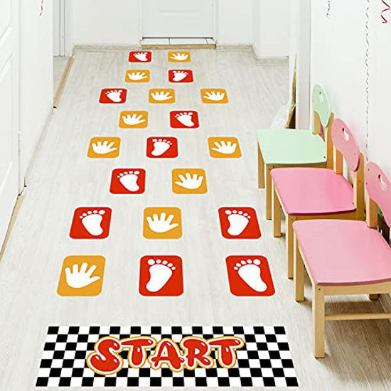 GetUSCart- Footprint and Palm Lattice Floor Sticker Wall Decals ...