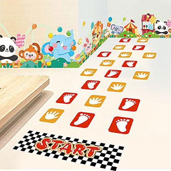 GetUSCart- Footprint and Palm Lattice Floor Sticker Wall Decals ...