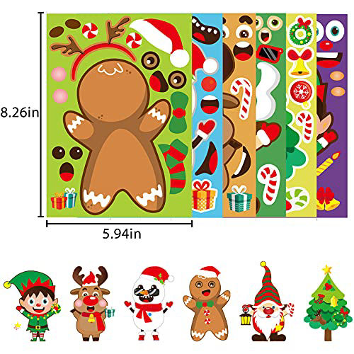 GetUSCart- 36 Sheets Christmas Party Games Sticker, Make Your Own Gnome ...