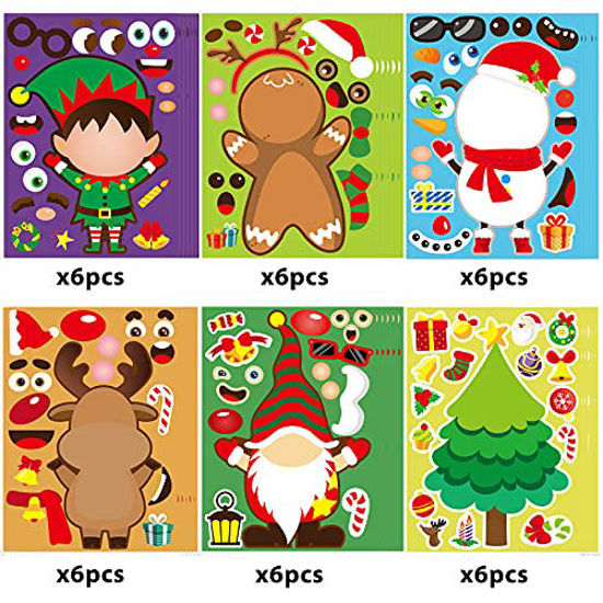 GetUSCart- 36 Sheets Christmas Party Games Sticker, Make Your Own Gnome ...