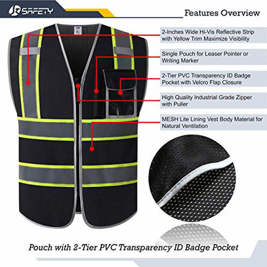 GetUSCart- JKSafety 3 Pockets High Visibility Zipper Front Safety Vest ...
