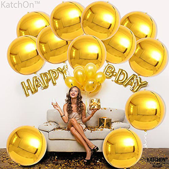 GetUSCart- Big 22 Inch Metallic Gold Balloons - Pack of 12 | 360 Degree ...