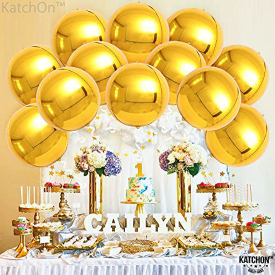 GetUSCart- Big 22 Inch Metallic Gold Balloons - Pack of 12 | 360 Degree ...