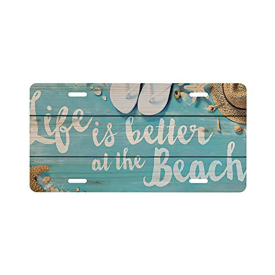 GetUSCart- Life is Better On The Beach License Plate Decorative Car ...