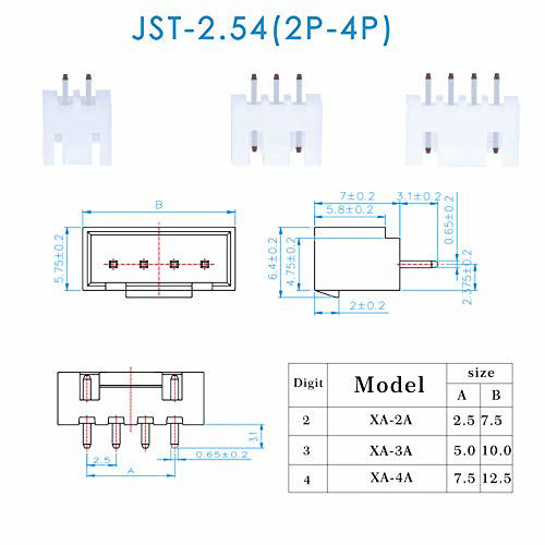 GetUSCart- CQRobot 450 Pieces 2.54mm JST-XA JST Connector Kit. 2.54mm Pitch Female Pin Header ...