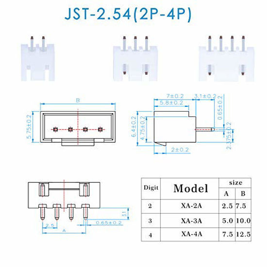 GetUSCart- CQRobot 450 Pieces 2.54mm JST-XA JST Connector Kit. 2.54mm Pitch Female Pin Header ...