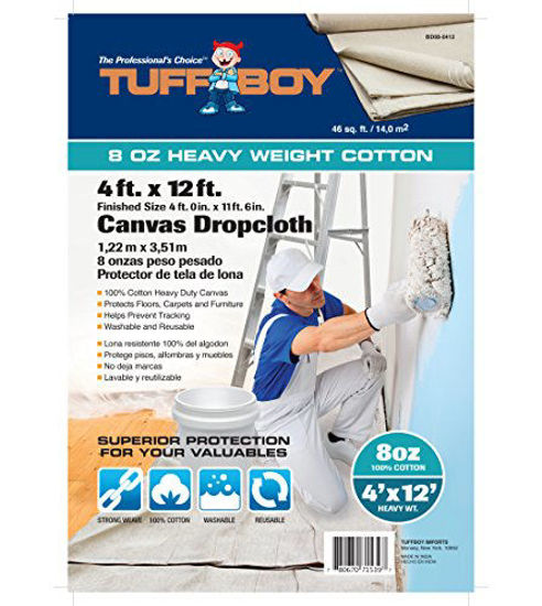 GetUSCart- Tuff Boy Cotton Canvas Drop Cloth, Seamless, 4 x 12 Feet, 8 oz