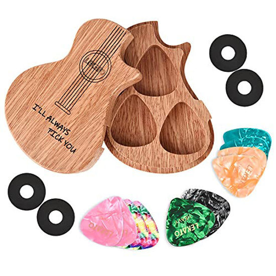 GetUSCart- LEKATO Guitar Picks 12 Pack with Wooden Guitar Pick Box ...