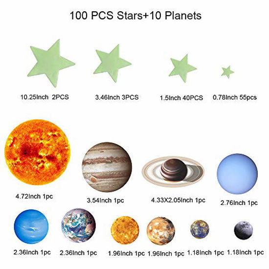 GetUSCart- Glow in The Dark Stars and Planets Solar System Wall Decals ...
