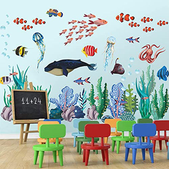 GetUSCart- RW-1029 3D Removable Ocean Animals Wall Decals Under The Sea ...
