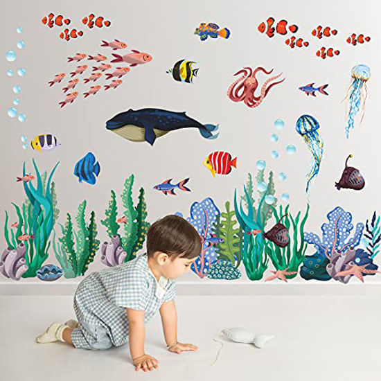 GetUSCart- RW-1029 3D Removable Ocean Animals Wall Decals Under The Sea ...