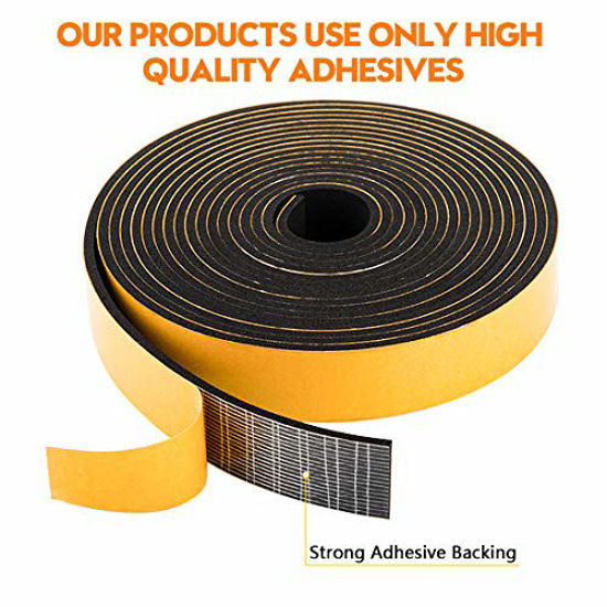 GetUSCart- Foam Weather Stripping, 2 Inch Wide X 3/8 Inch Thick,Adhesive Door Jamb Weather Seal ...
