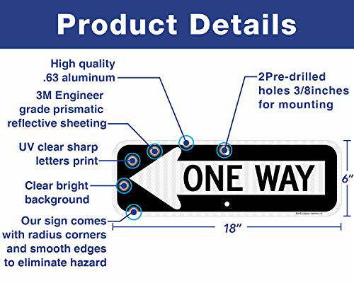 GetUSCart- One Way Sign with Left Arrow, 18x6 Inches Engineer Grade ...