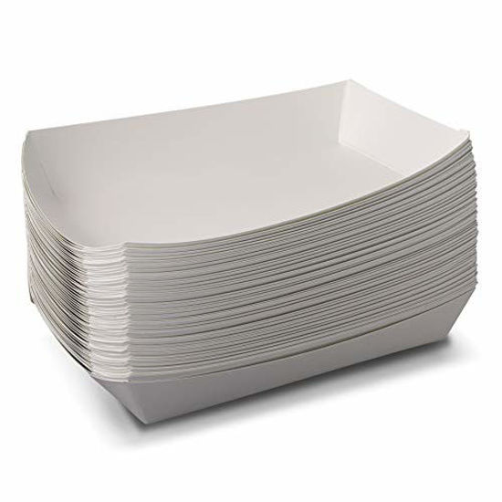 GetUSCart- Shallow White Paper Food Tray SBS Paperboard with Grease ...