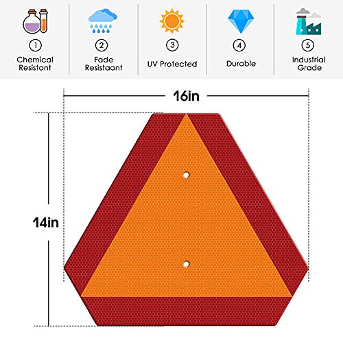 GetUSCart- Slow Moving Vehicle Sign Triangle Sign with Reflector, Farm ...