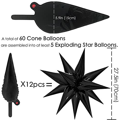 GetUSCart- 60 Pcs Black Mylar Starburst Balloons, Explosion Star Foil ...