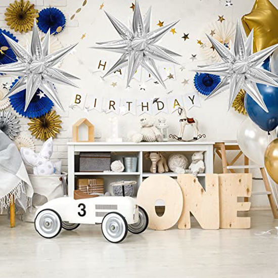GetUSCart- 60 Pcs Silver Explosion Star Balloons, Foil Cone Mylar ...