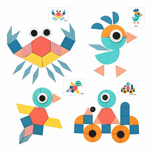 GetUSCart- TOY Life 190Pcs Wooden Pattern Blocks for Kids Shape Puzzle ...