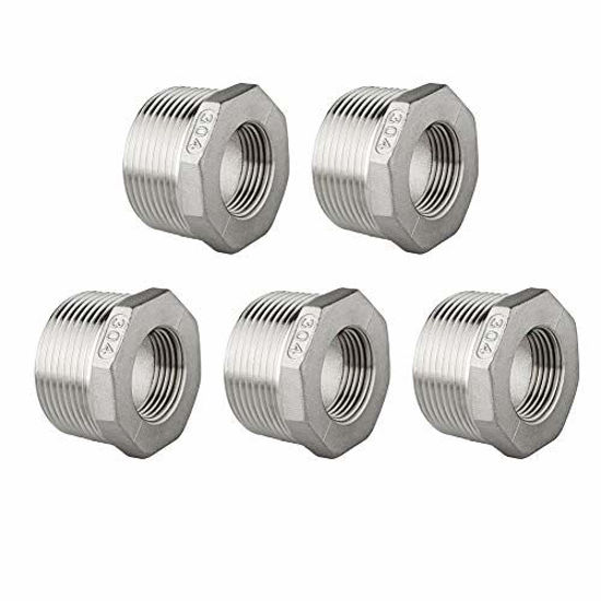 GetUSCart- Quickun Stainless Steel Reducing Hex Bushing, 1/2" Male NPT to 1/4" Female NPT ...
