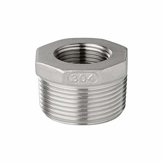 GetUSCart- Quickun Stainless Steel Reducing Hex Bushing, 1/2" Male NPT to 1/4" Female NPT ...