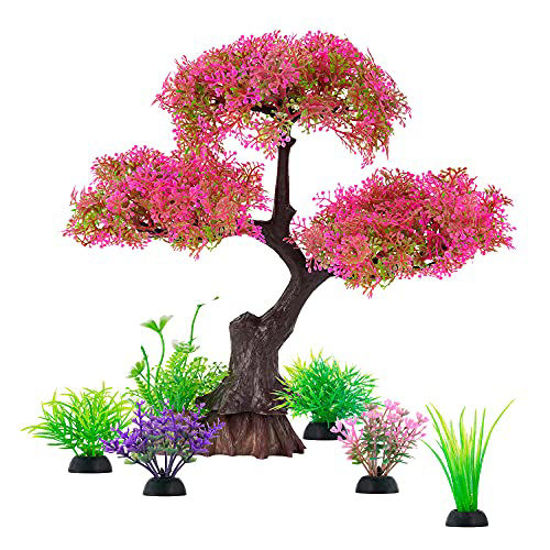 GetUSCart- Aquarium Artificial Plastic Plants Decoration, Pink Cherry ...