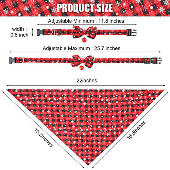 GetUSCart- 4 Pieces Christmas Dog Bandanas and Collars Set Xmas Christmas Classic Plaid Dog Neck ...