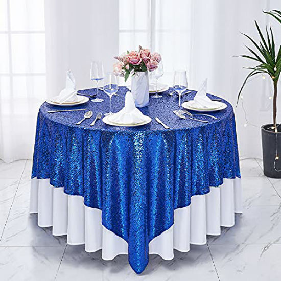 GetUSCart- Hahuho 50x50 inch Square Sequin Tablecloth Royal Blue, Glitter Tablecloth for Bridal ...