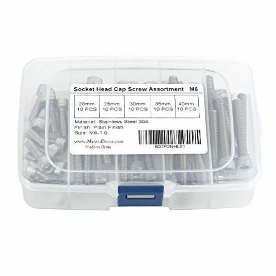 GetUSCart- 50 PCS Socket Head Cap Screw Assortment Set, M6 x 20mm, 25mm ...