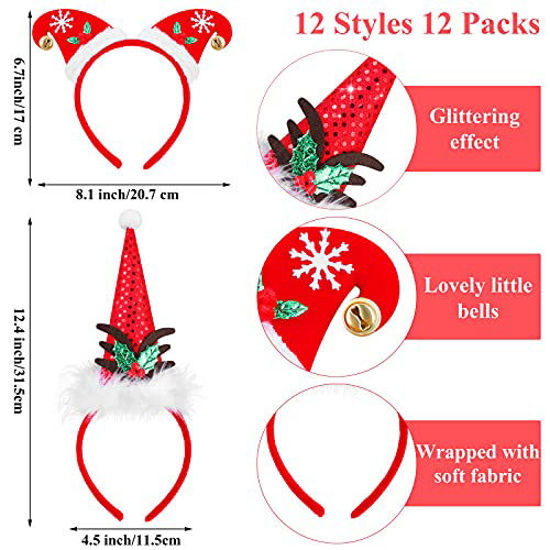 GetUSCart- Aneco 12 Pieces Christmas Headbands Assorted Christmas Head ...