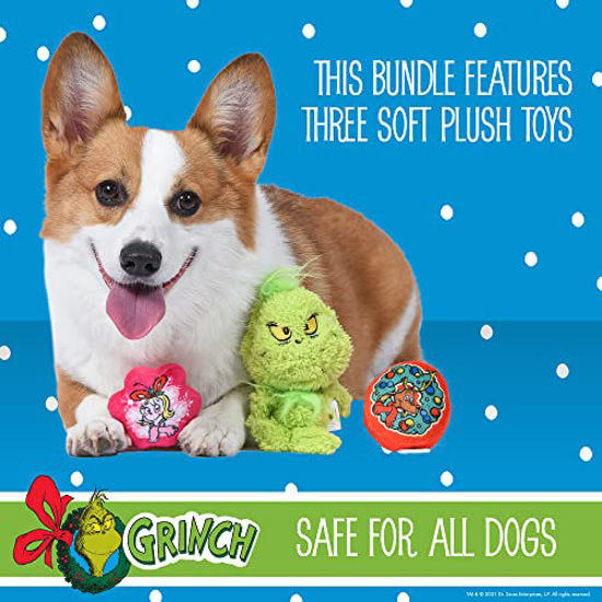 GetUSCart- Dr. Seuss The Grinch Snowflake Plush Squeaky Dog Toy 3 Pack ...