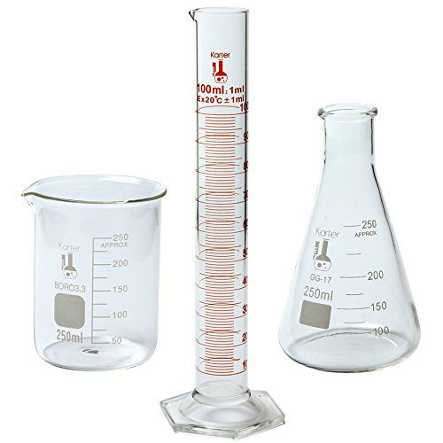 GetUSCart- Beaker, Flask, Cylinder Set, 3.3 Boro. Glass - 3 Pieces ...
