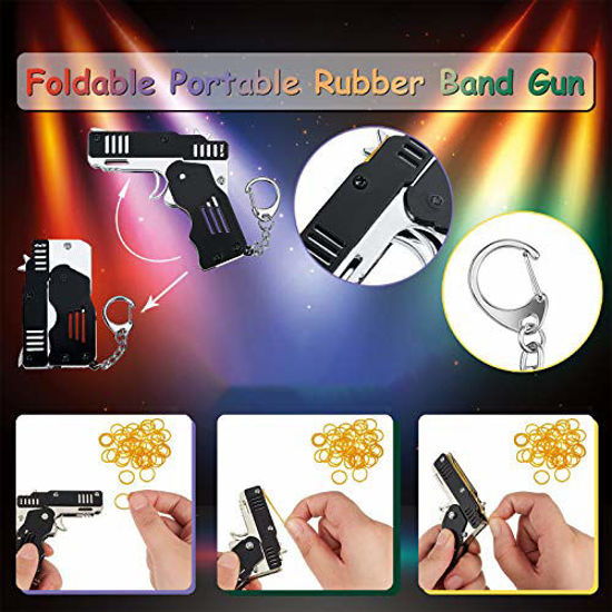 GetUSCart- 2 Packs Rubber Band Gun Toy Mini Metal Folding Rubber Gun ...