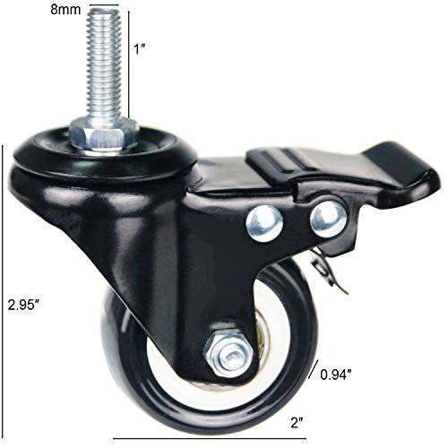 GetUSCart- YEEMIGO 2 Inch Caster Wheels Metric Size M8×25mm Threaded ...