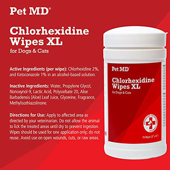 GetUSCart- Pet MD Chlorhexidine Wipes XL with Aloe for Dogs and Cats ...