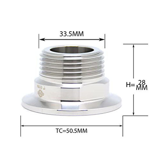 Tri Clamp Male Npt Adapter 1" NPT To 1.5" Tri Clamp Adapter - 304 ...