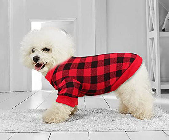 GetUSCart- Dog Fleece Sweater for Small Dogs Buffalo Plaid Dog Clothes ...