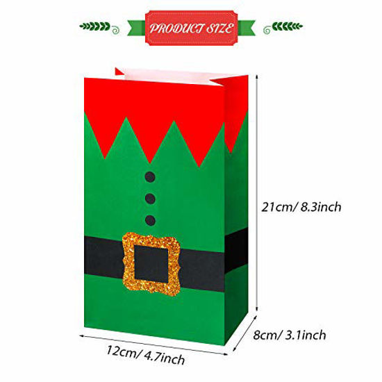 GetUSCart- 30 Pieces Paper Christmas Elves Suit Print Treat Bags Xmas ...