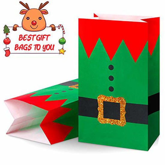 GetUSCart- 30 Pieces Paper Christmas Elves Suit Print Treat Bags Xmas ...