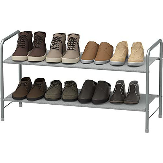 GetUSCart- Simple Houseware 2-Tier Shoe Rack Storage Organizer, Grey