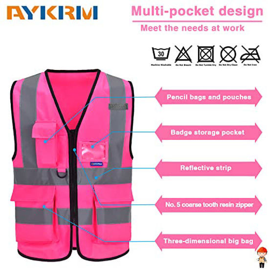 GetUSCart- A-SAFETY Pink Safety vests for women,Working Safety vest ...