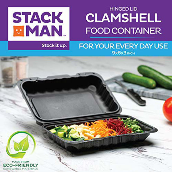 GetUSCart- Eco-Friendly Meal Prep Containers [50-Pack 9x6x3"] Black ...