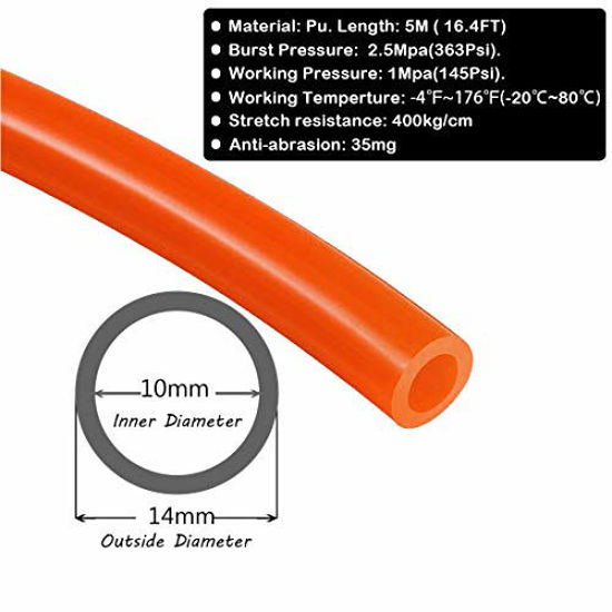 GetUSCart- Beduan 14mm x 10mm Orange Pneumatic Tubing Pipe PU ...