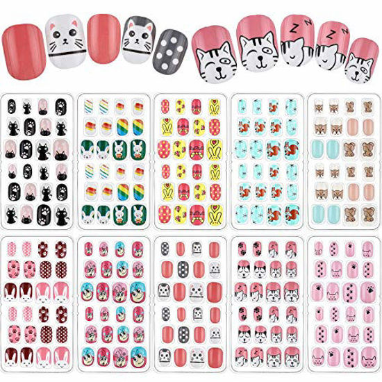 GetUSCart- 240 Pieces Children False Nails Kids Girls Press on Short ...