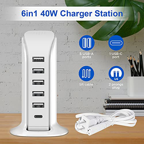 GetUSCart- Charging Station for Multiple Devices 40W Upoy, Wall Charger ...
