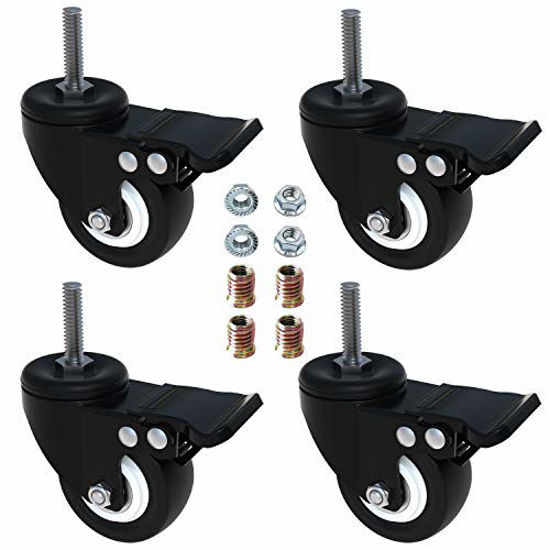 GetUSCart- AAGUT 2" Swivel Stem Casters with Brake Lock, Screwed Bolt 5 ...